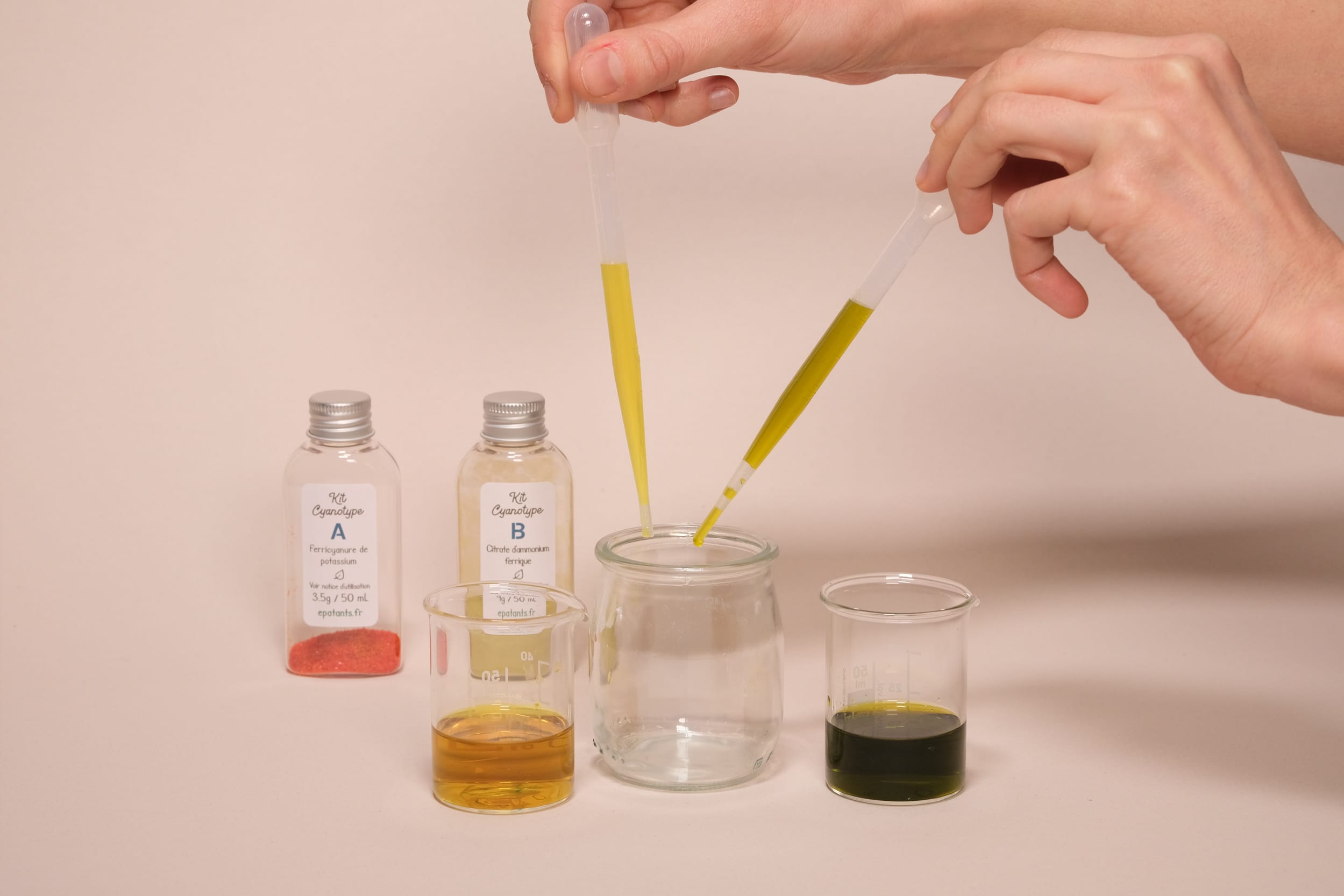 Grand kit cyanotype avec produits à mélanger • Tout pour le cyanotype
